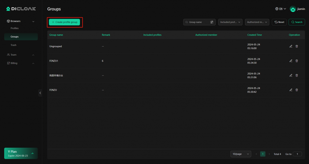 How to Create and Edit a Browser Profile Group? - DICloak Help Center