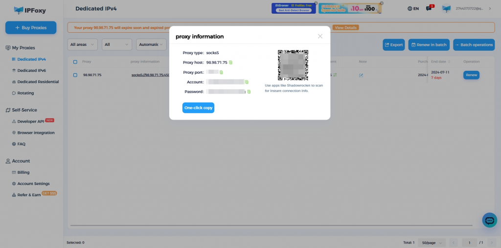 Configuring IPFoxy Proxy - dicloak