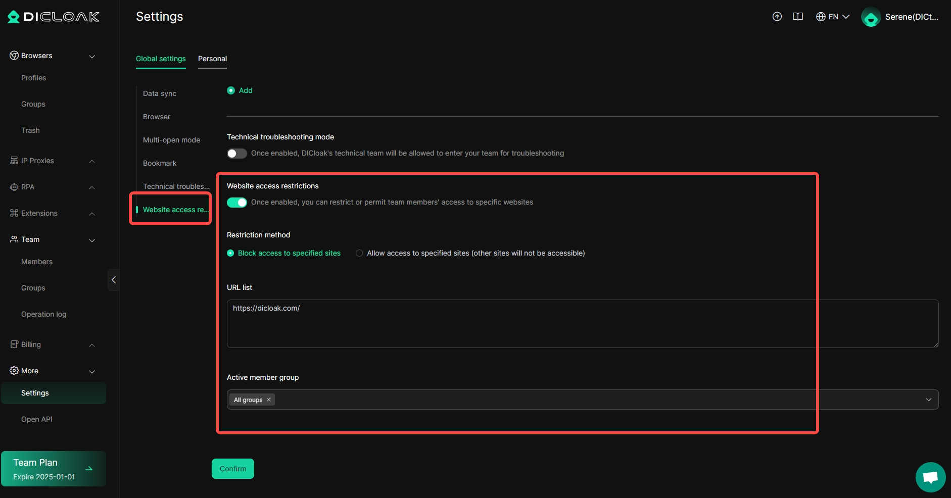 How to Restrict Team Members from Accessing Websites? - DICloak Help Center