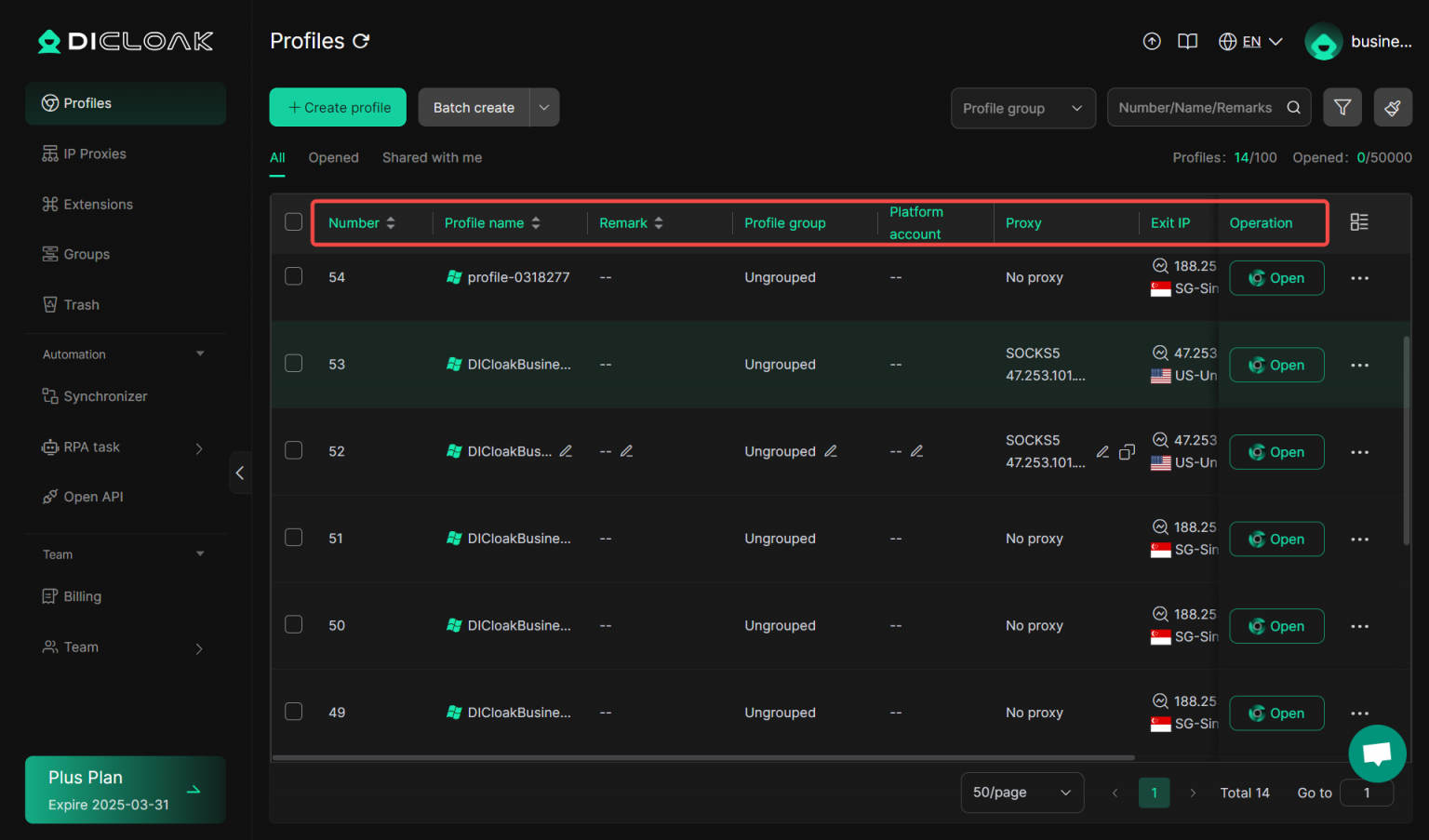 Feature Overview-Browser Profiles - dicloak
