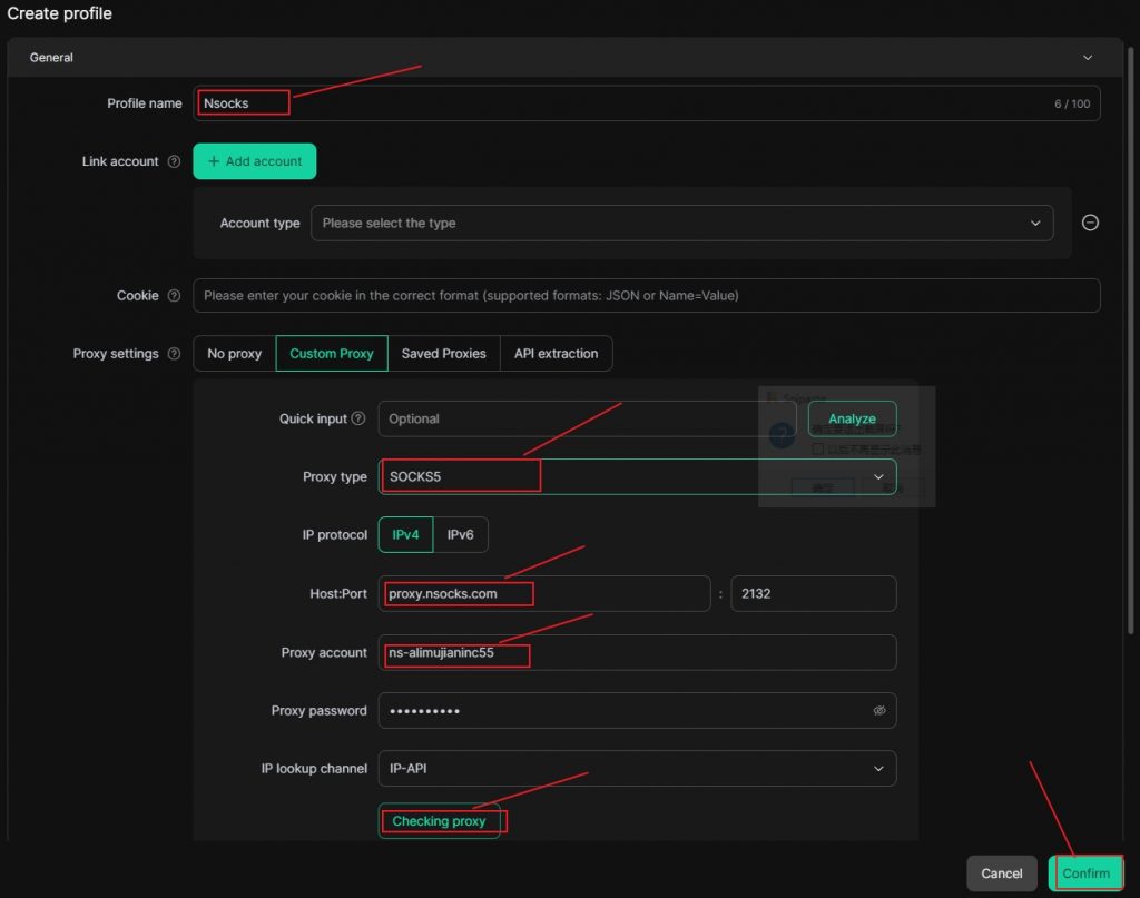 Configuring Nsocks Proxy - dicloak